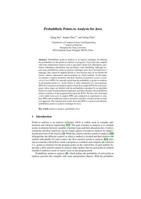 Probabilistic Points-to Analysis for Java