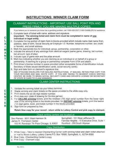 claim form - Illinois Lottery claim form - Illinois Lottery