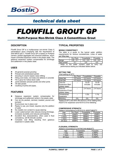 FLOWFILL GROUT GP - Bostik Hong Kong Limited