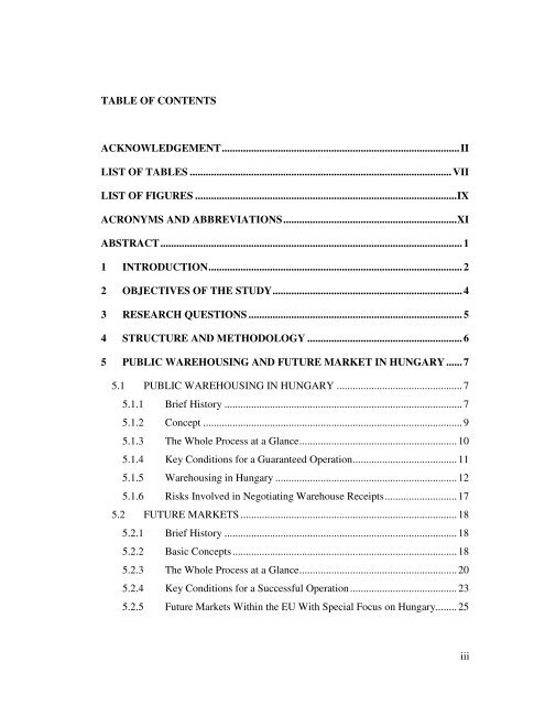iii TABLE OF CONTENTS ACKNOWLEDGEMENT ...