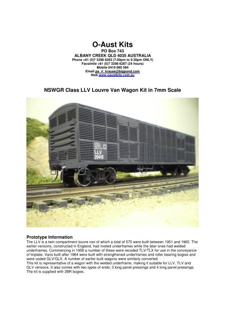 NSWGR LLV Louvre Van - O-Aust Kits