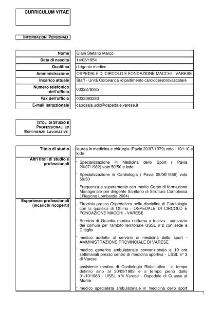 Giani Stefano - Ospedale di Circolo e Fondazione Macchi