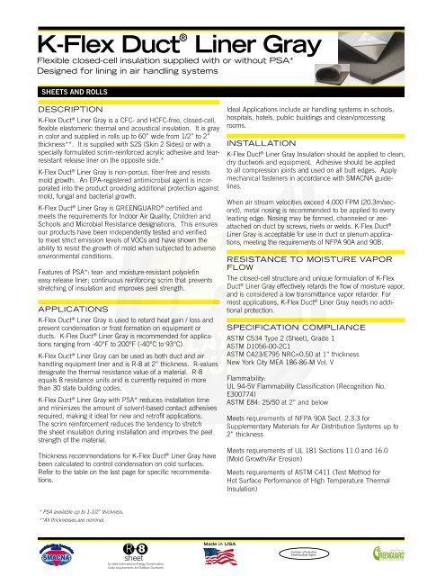 K-Flex DuctÂ® Liner Gray - K-Flex USA