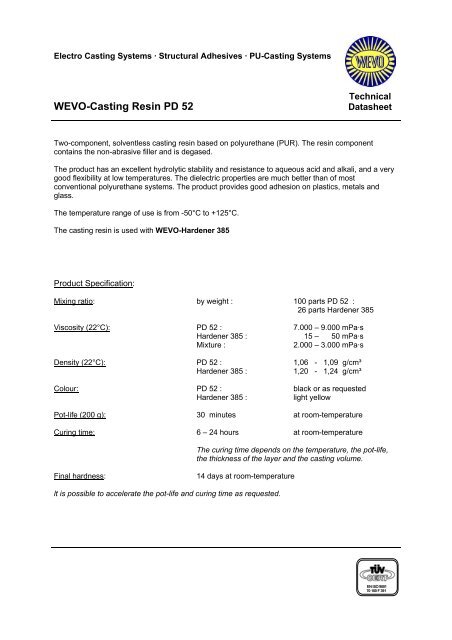 WEVO-Casting Resin PD 52 - Lindberg & Lund AS