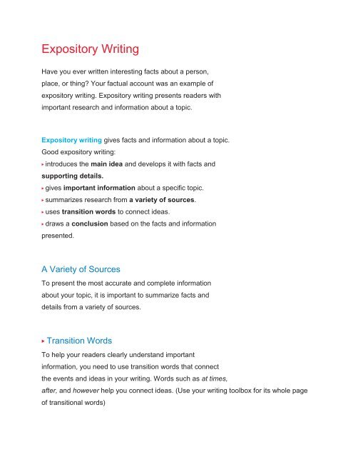 Expository Writing Examples