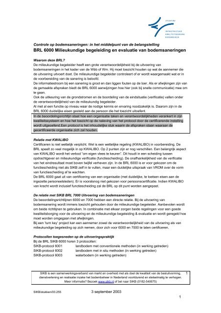 BRL 6000 Milieukundige begeleiding en evaluatie van ... - SIKB