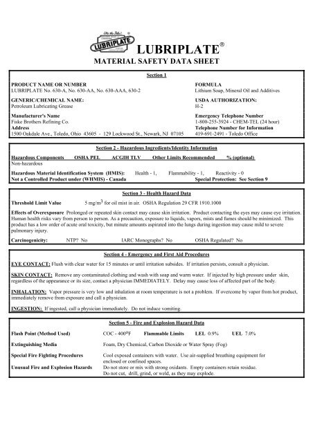 lubriplate 630aa - ChemCenters