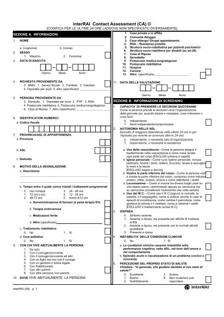 interRAI Contact Assessment (CA) Â©