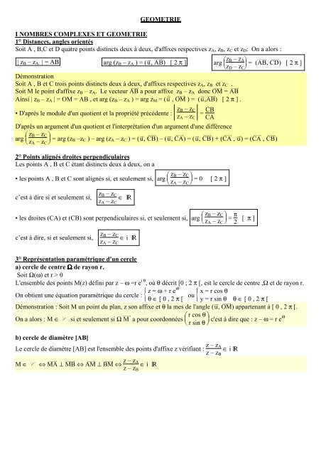 Cours complexes : Transformations