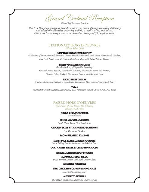 Grand Cocktail Reception - Bedford Village Inn