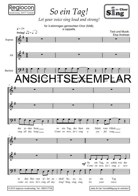 So ein Tag SAB.mus - Regiocon Musikverlag