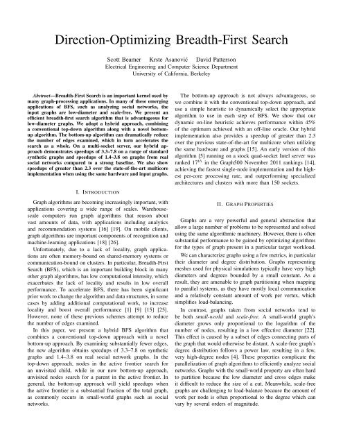 Direction-Optimizing Breadth-First Search - Par Lab - University of ...