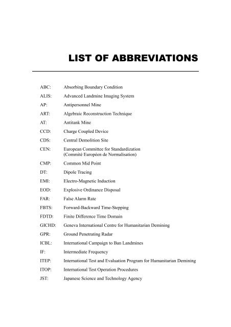LIST OF ABBREVIATIONS