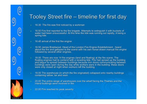 Tooley Street fire â timeline for first day - Cooke On Fire