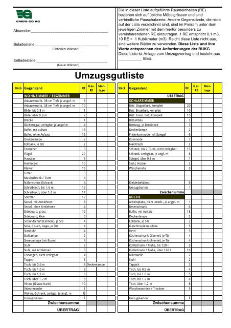 Umzugsgutliste