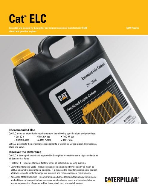 CatÂ® ELCâ ¢ (Extended Life Coolant) - Caterpillar
