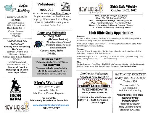 Faith Life Weekly Bulletin - New Heights Lutheran Church
