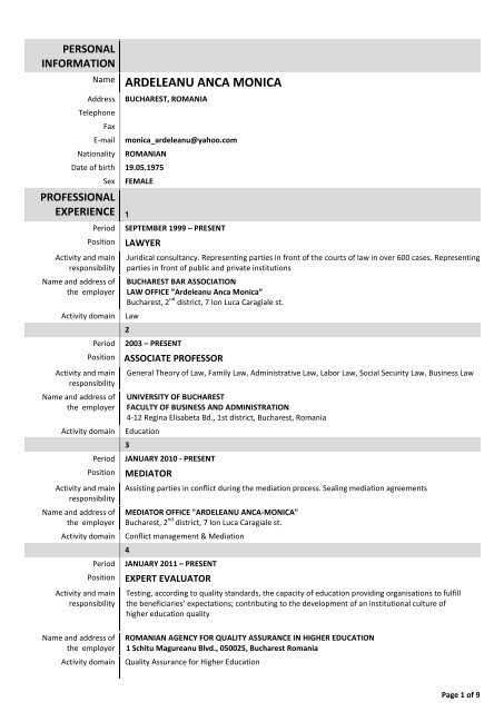 Name ARDELEANU ANCA MONICA