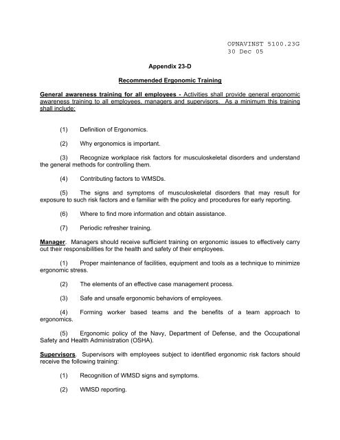 OPNAVINST 5100.23G30 Dec
