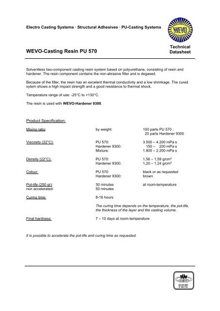 WEVO-Casting Resin PU 570 - Lindberg & Lund AS