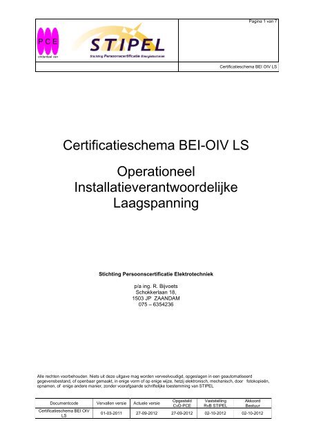 Certificatieschema BEI-OIV LS Operationeel ... - Stipel