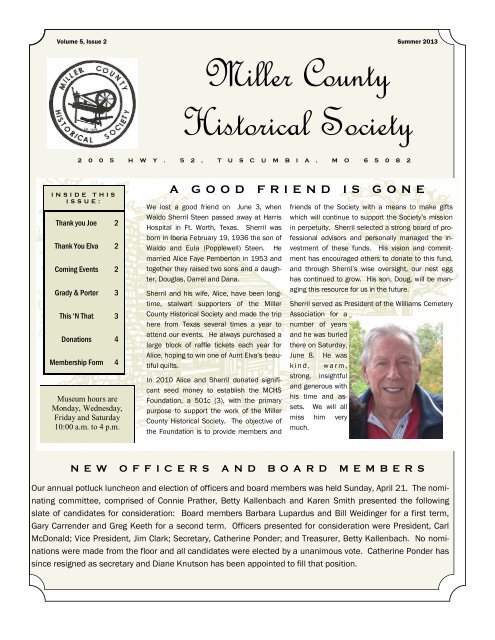 Summer, 2013 - Miller County Museum