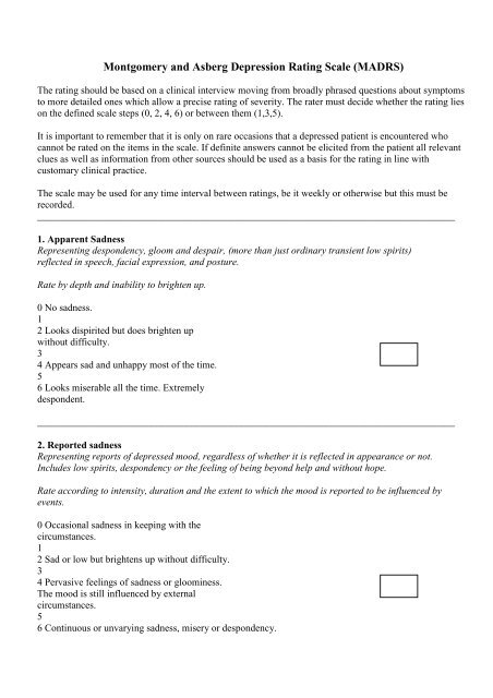Montgomery and Asberg Depression Rating Scale (MADRS)