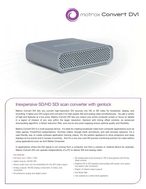 Inexpensive SD/HD SDI scan converter with genlock - Visual Impact ...