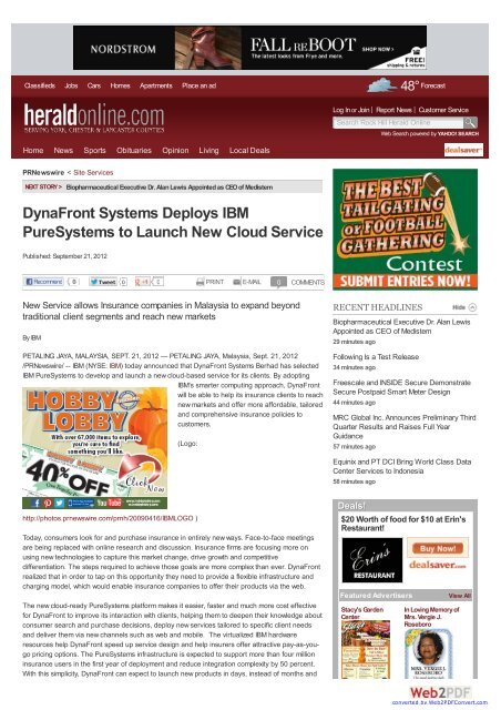 DynaFront Systems Deploys IBM PureSystems to Launch New ...
