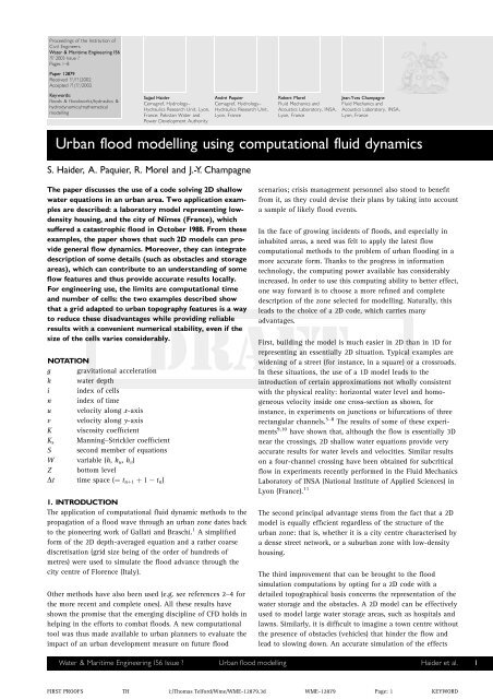 Urban Flood Modelling Using Computational Fluid Dynamics Impact