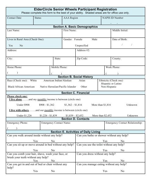 Senior Wheels New Client Intake Form - ElderCircle
