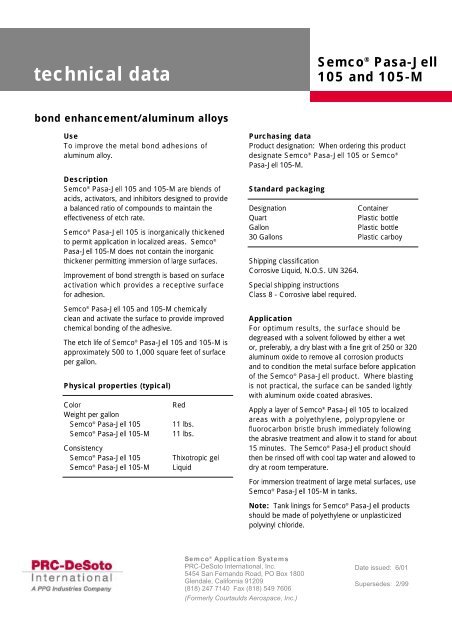 pasa-jell 105 data sheet - ChemCenters