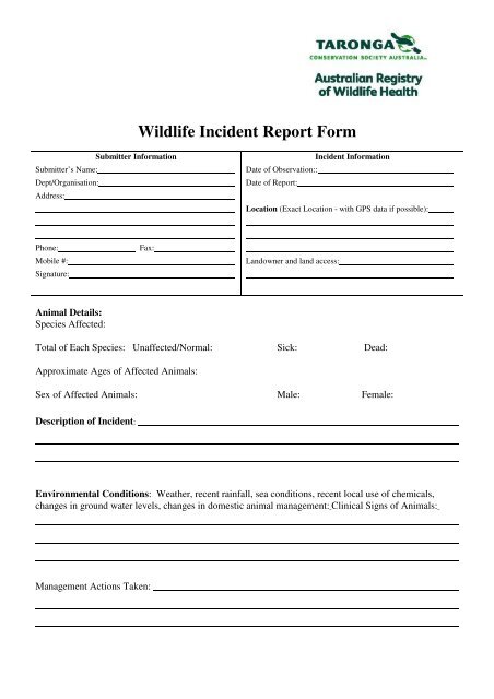 Wildlife Incident Report Form