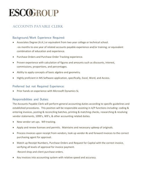 ACCOUNTS PAYABLE CLERK