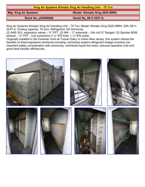King Air Systems Klimatic King Air Handling Unit - Food Processing ...