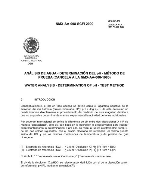 secofi nmx-aa-008-scfi-2000 - SecretarÃ­a del Medio Ambiente