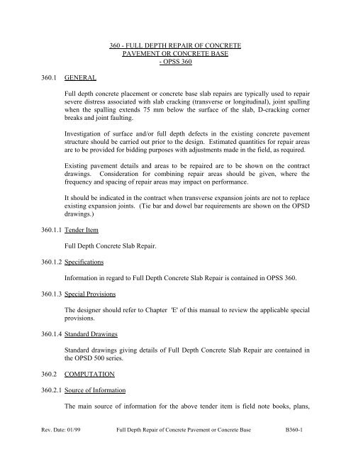 360 - FULL DEPTH REPAIR OF CONCRETE