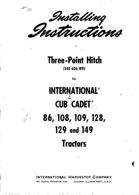 3 Point Hitch Installation Instructions - Ray-Lin Restoration