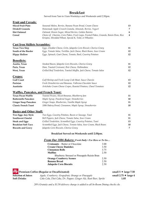 Room Service Breakfast - The Driskill Hotel