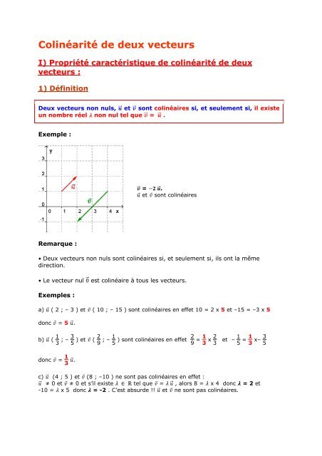 vecteur colinéaire terminale s