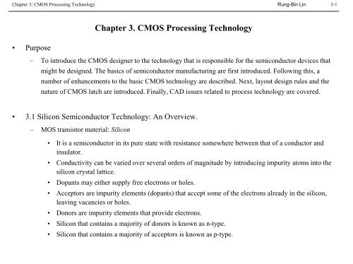 Chapter 3. CMOS Processing Technology - VLSI/CAD Laboratory