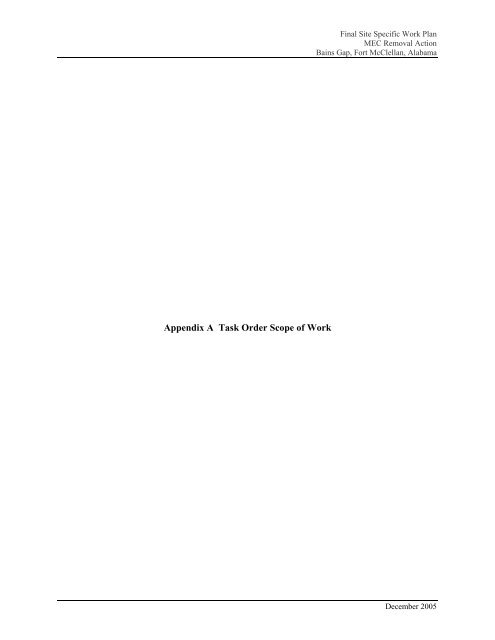 Appendix A Task Order Scope of Work - Fort McClellan - U.S. Army