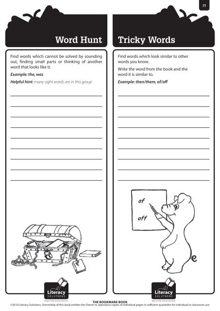 The Bookmark Book - (Blackline Masters) (Part 2) - Literacy Solutions