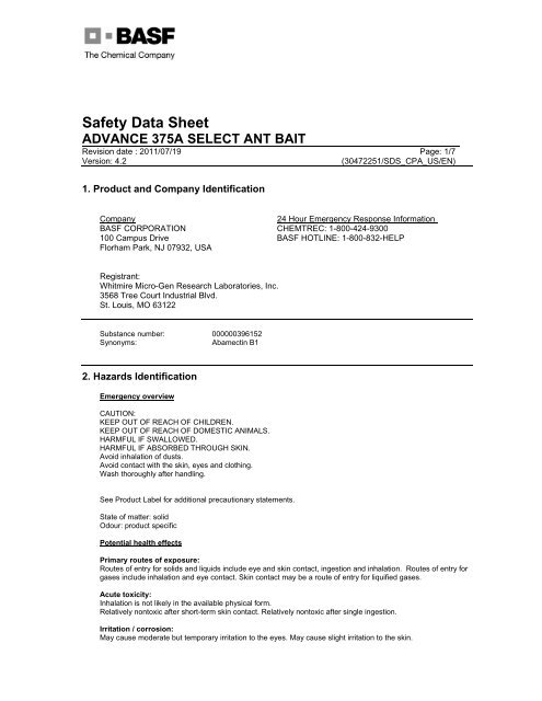 MSDS - BASF Corporation