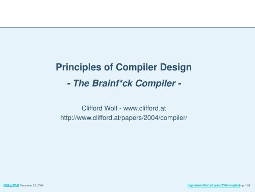 Principles of Compiler Design - Clifford Principles of Compiler Design - Clifford
