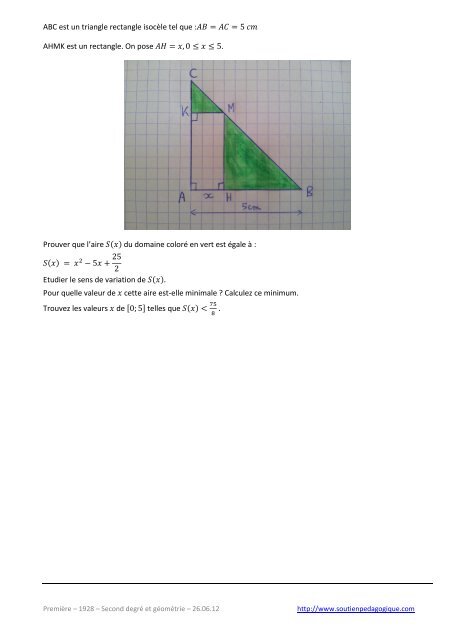 Triangle et rectangle, second degré