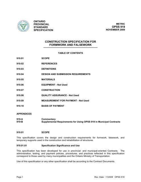 OPSS 919 Nov09.pdf - Ontario