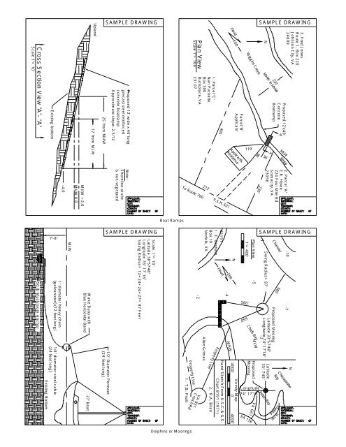 Sample drawings, in plan view and cross-section