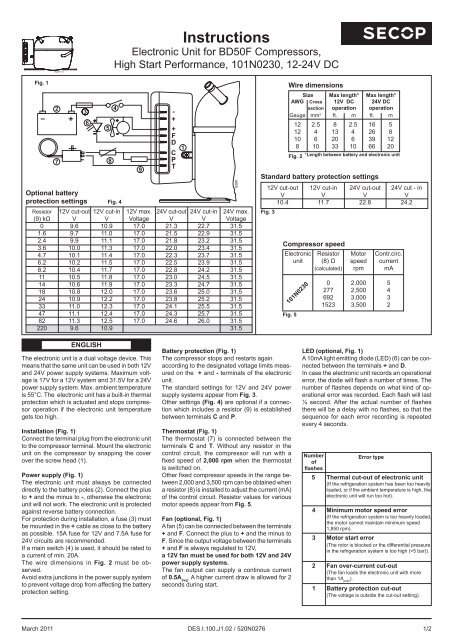Electronic Unit for BD50F Compressors, High Start ... - Secop