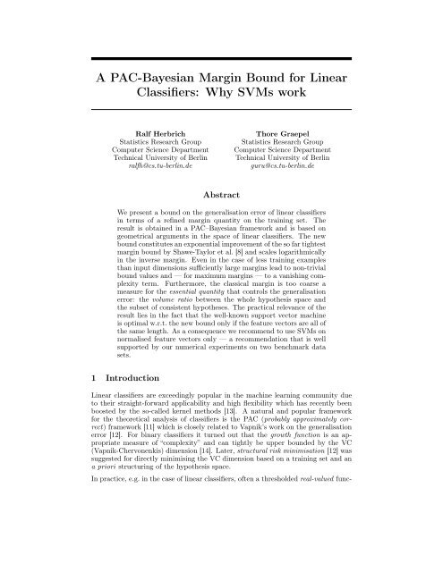 A PAC-Bayesian Margin Bound for Linear Classifiers ... - Ralf Herbrich